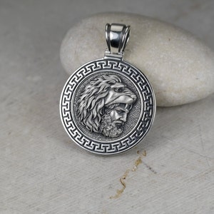 Hercules Round Pendant, Heracles Necklace With Braided Wheat Chain ...