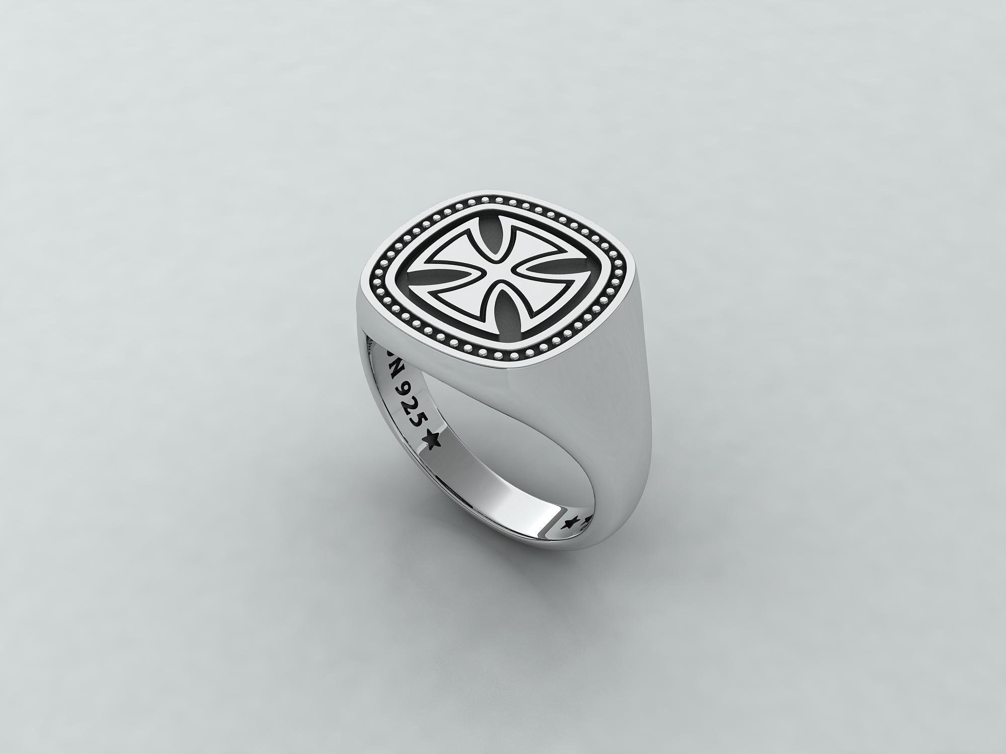 Byzantine Cross Signet Ring Sterling Silver 925 Black | Etsy