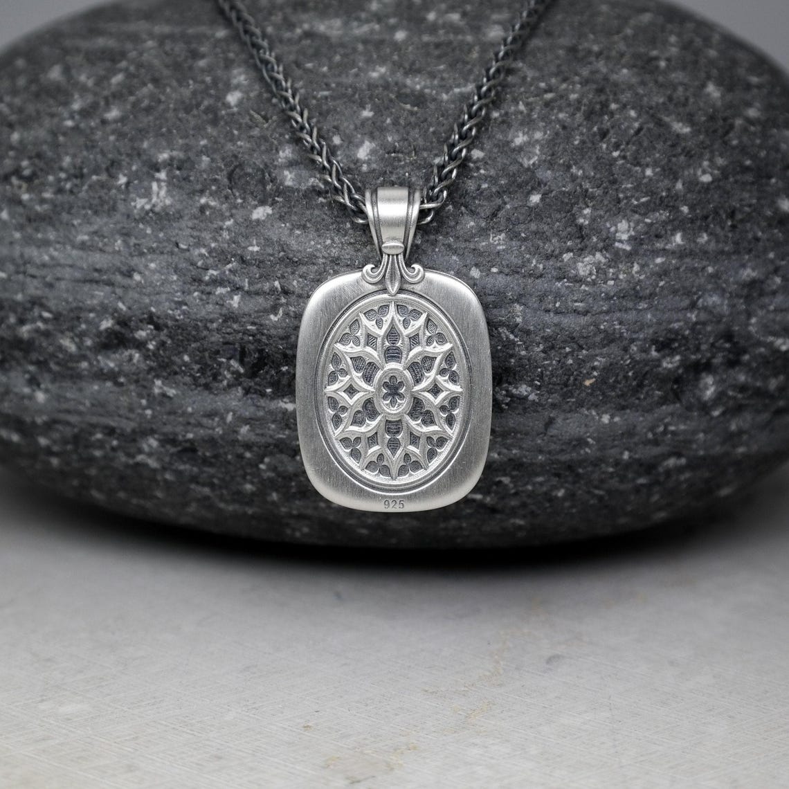 Jesus Christ Crown of Thorns Charm Necklace for Men, Sterling Silver ...