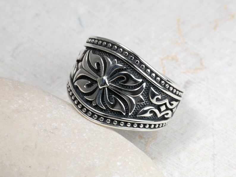 Gothic Cross Ring Biker Cross Ring Engraved SPARTA Sterling - Etsy