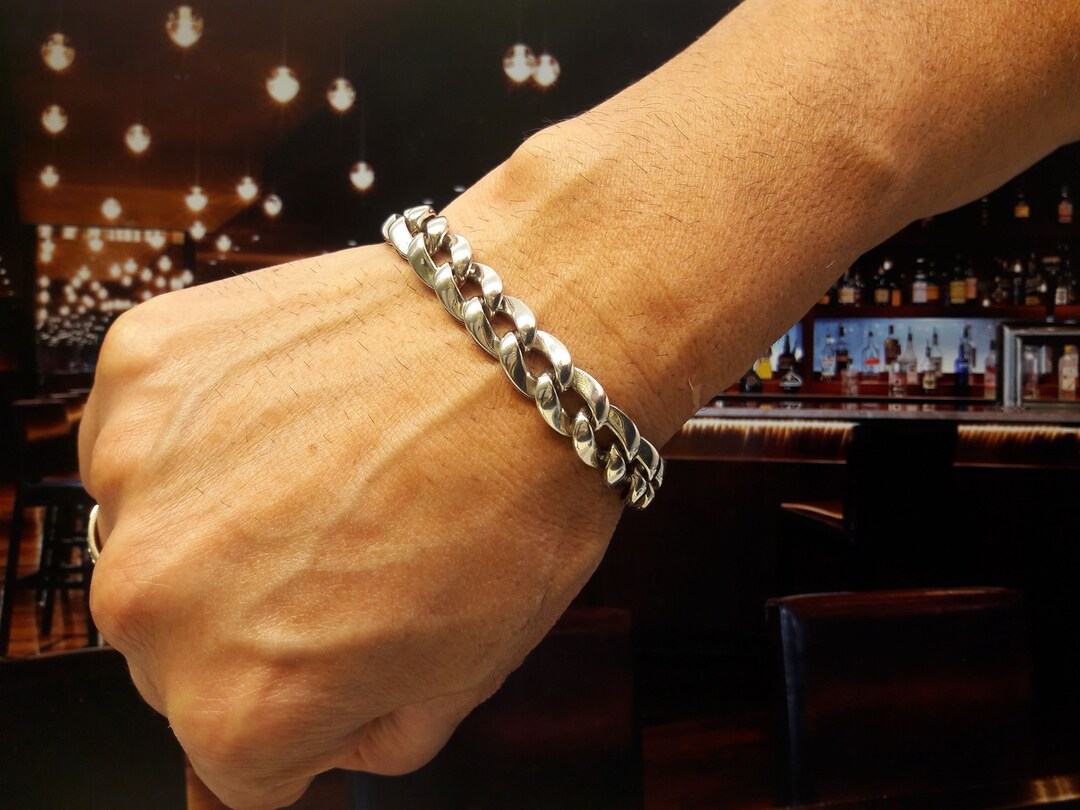 Real Sterling Silver Heavy Bracelet for Men - Etsy