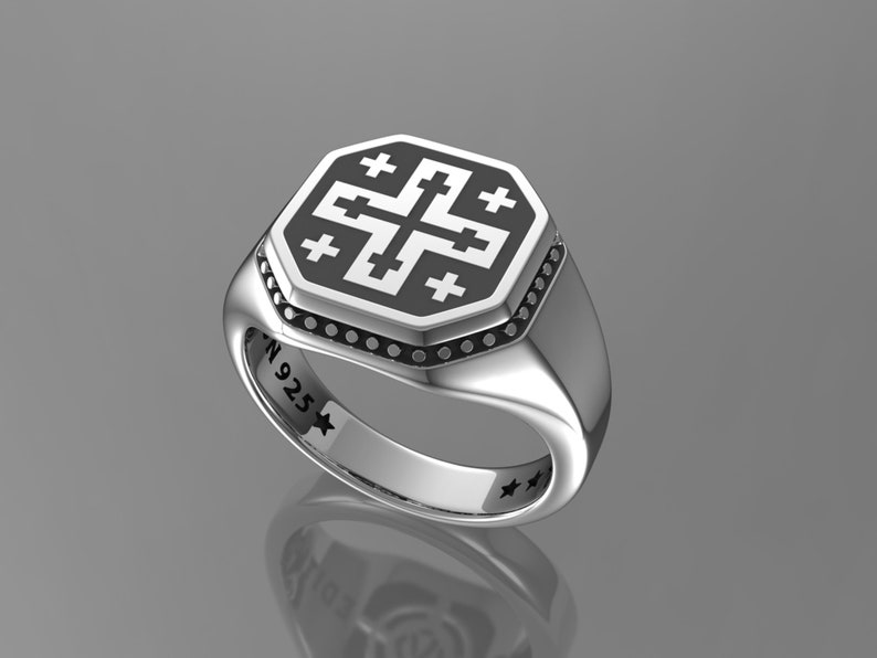 Octagon Cross Ring Jesus Christ Ring Signet Ring - Etsy