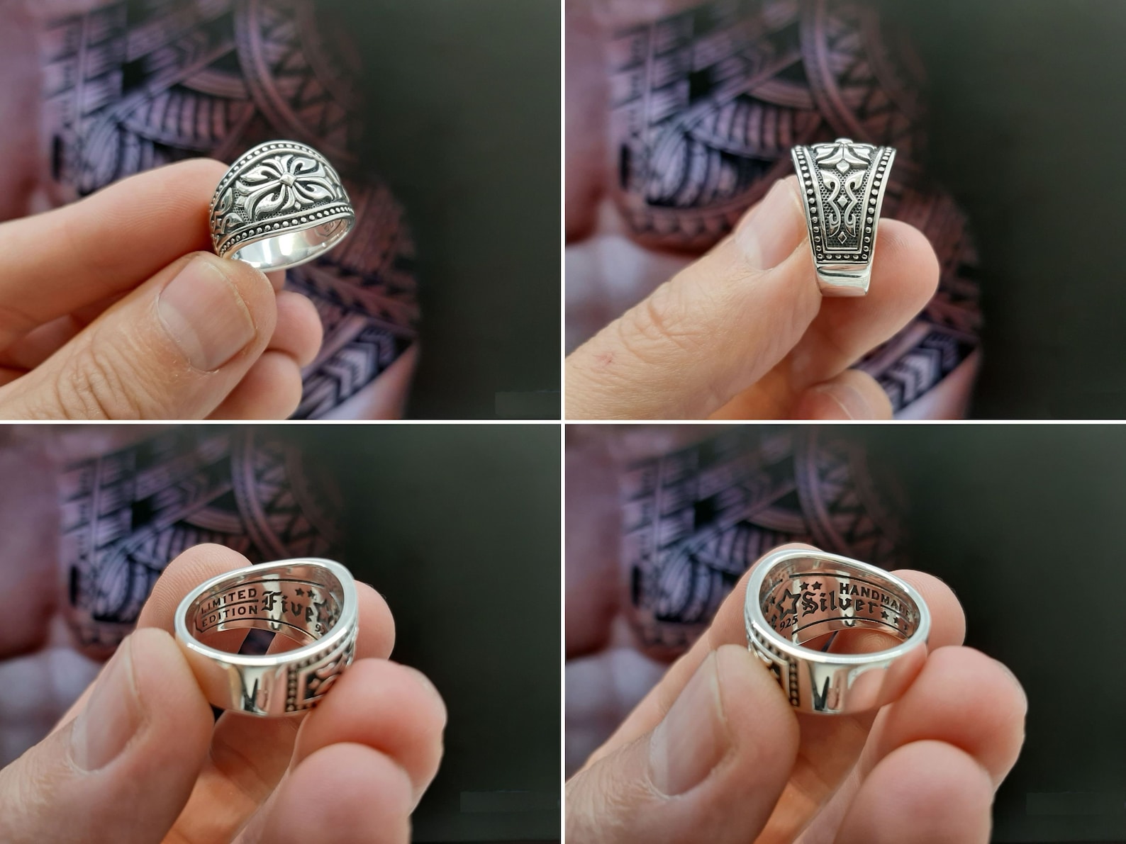 Gothic Cross Ring Biker Cross Ring Engraved SPARTA Sterling - Etsy