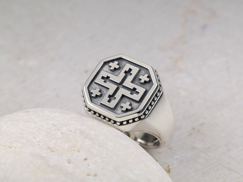 Octagon Cross Ring Jesus Christ Ring Signet Ring - Etsy