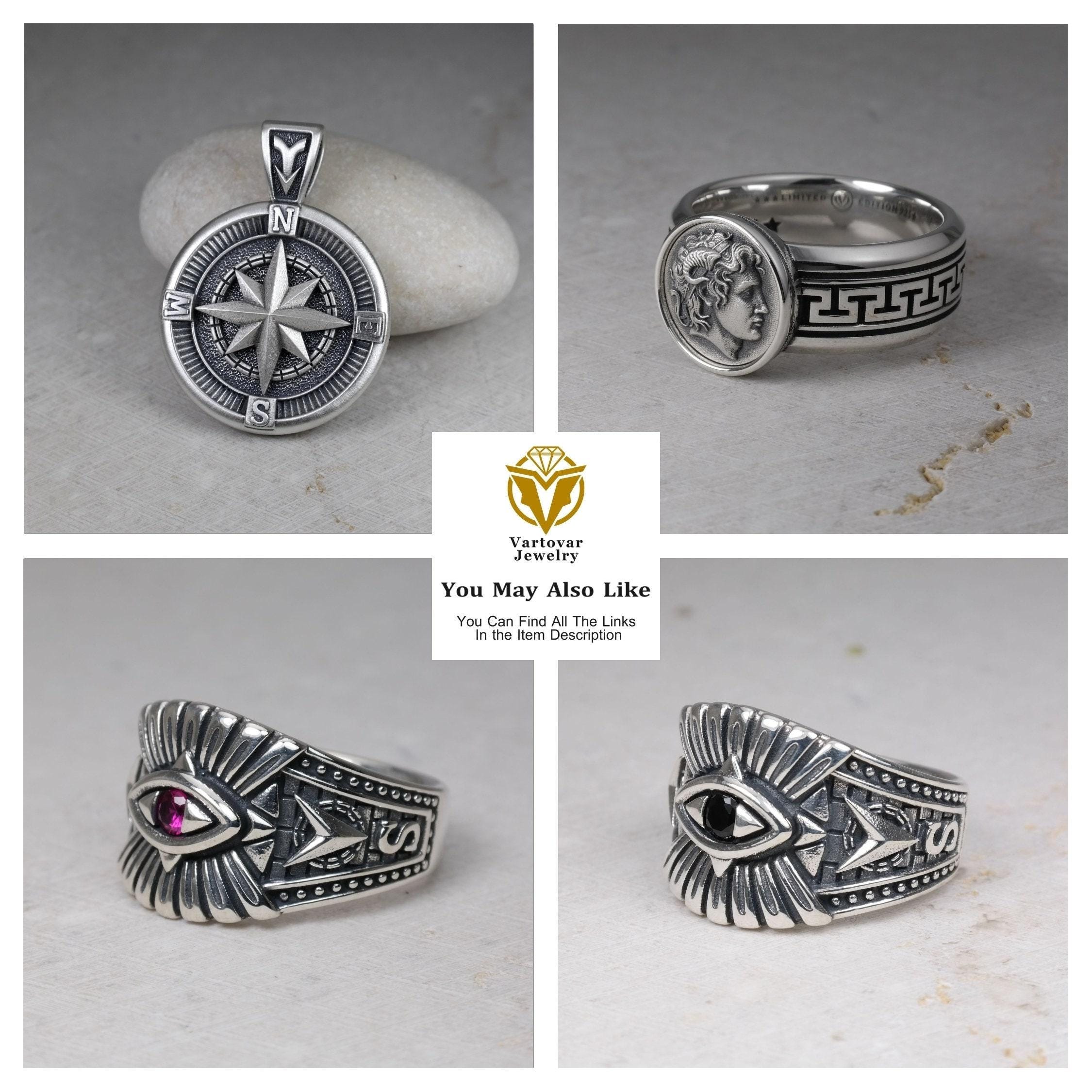 Compass Wind Rose Band, Traveler Direction Ring, Explorer's Jewelry ...