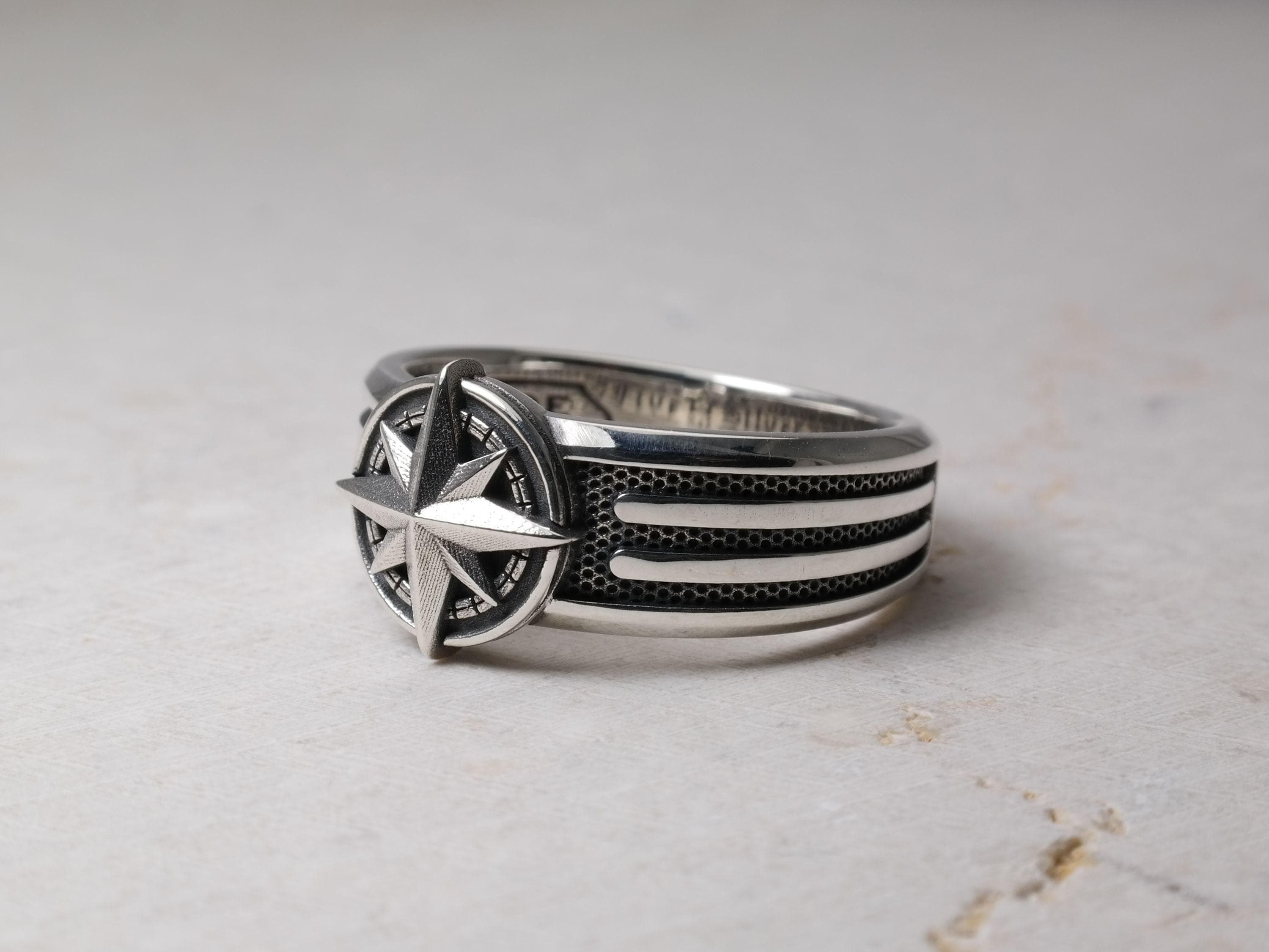 Compass Wind Rose Band, Traveler Direction Ring, Explorer's Jewelry ...