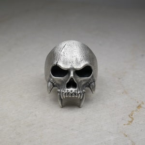 Vampire Skull Mens Ring, Sterling Silver 925 Matte Look, Biker Style ...