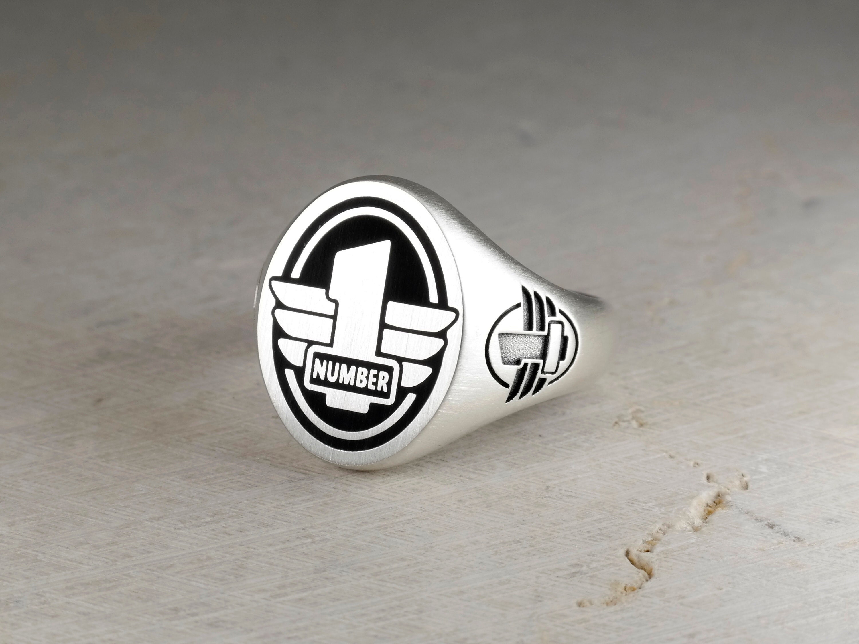 Oval Signet Ring Champion Number 1 Ring Sterling Silver | Etsy