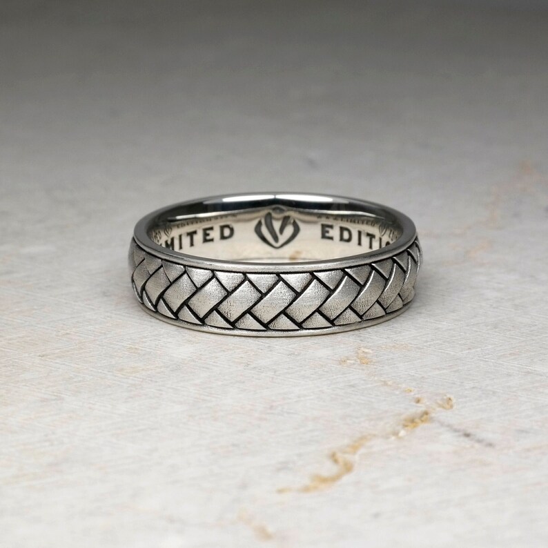 3 Row Knitted Pattern Band Ring Men Women Wedding Solid - Etsy