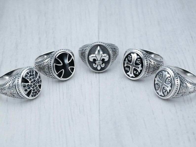Chevalier Ring Knight Cross Ring Men Silver Ring Statement - Etsy