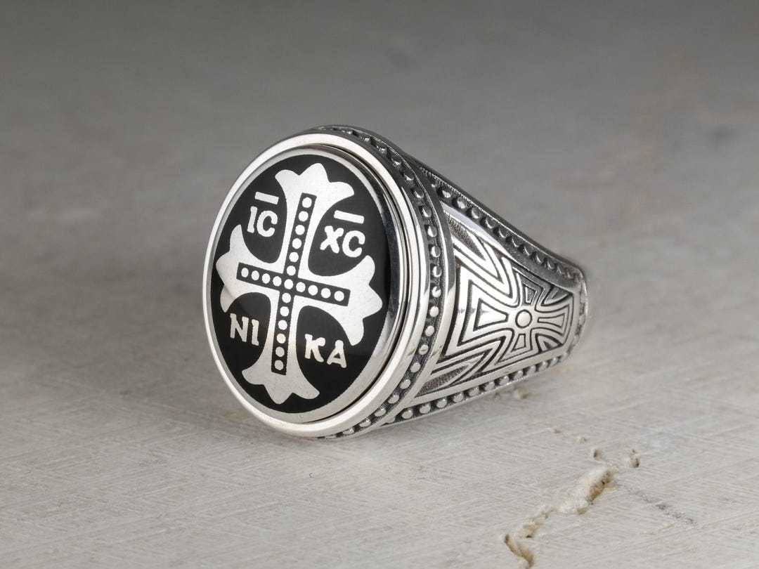 Jesus Christ Conquers Ring With IC XC NIKA, Crucifix Byzantine Cross ...