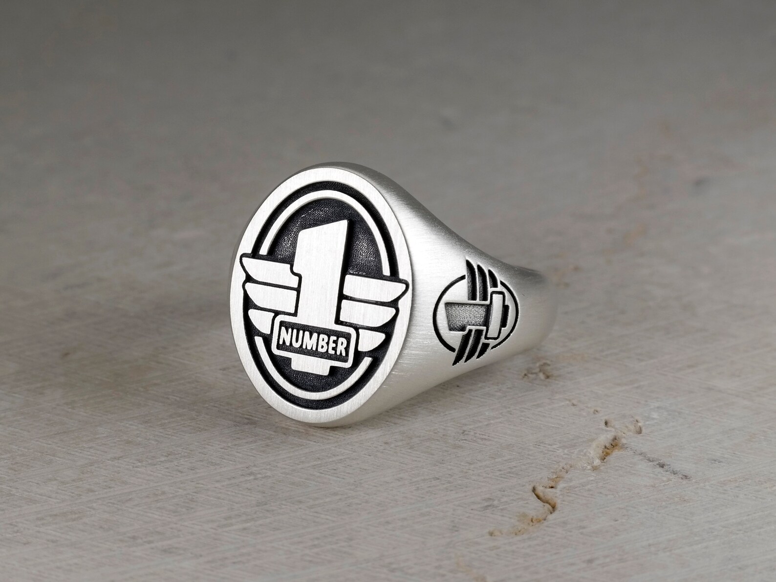 Oval Signet Ring Champion Number 1 Ring Sterling Silver | Etsy