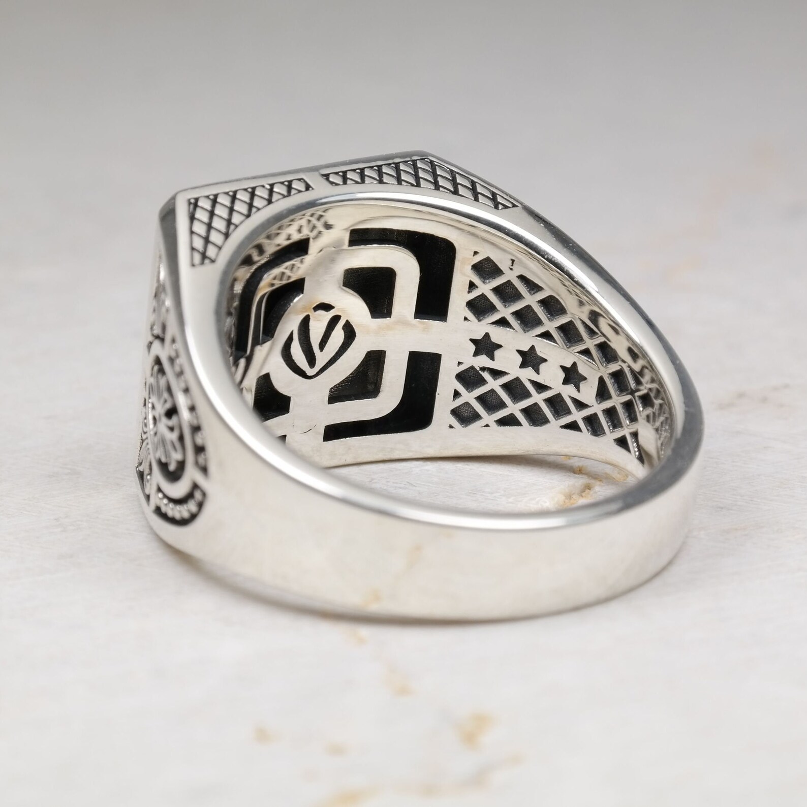 12X12 Square Stone Signet Men's Ring Fleur De Lis Design - Etsy