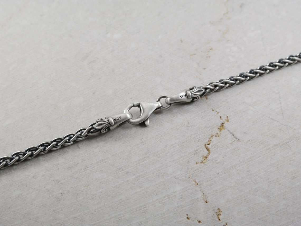 4MM Wheat Braided Neck Chain Fleur De Lis Italy Best Spiga | Etsy