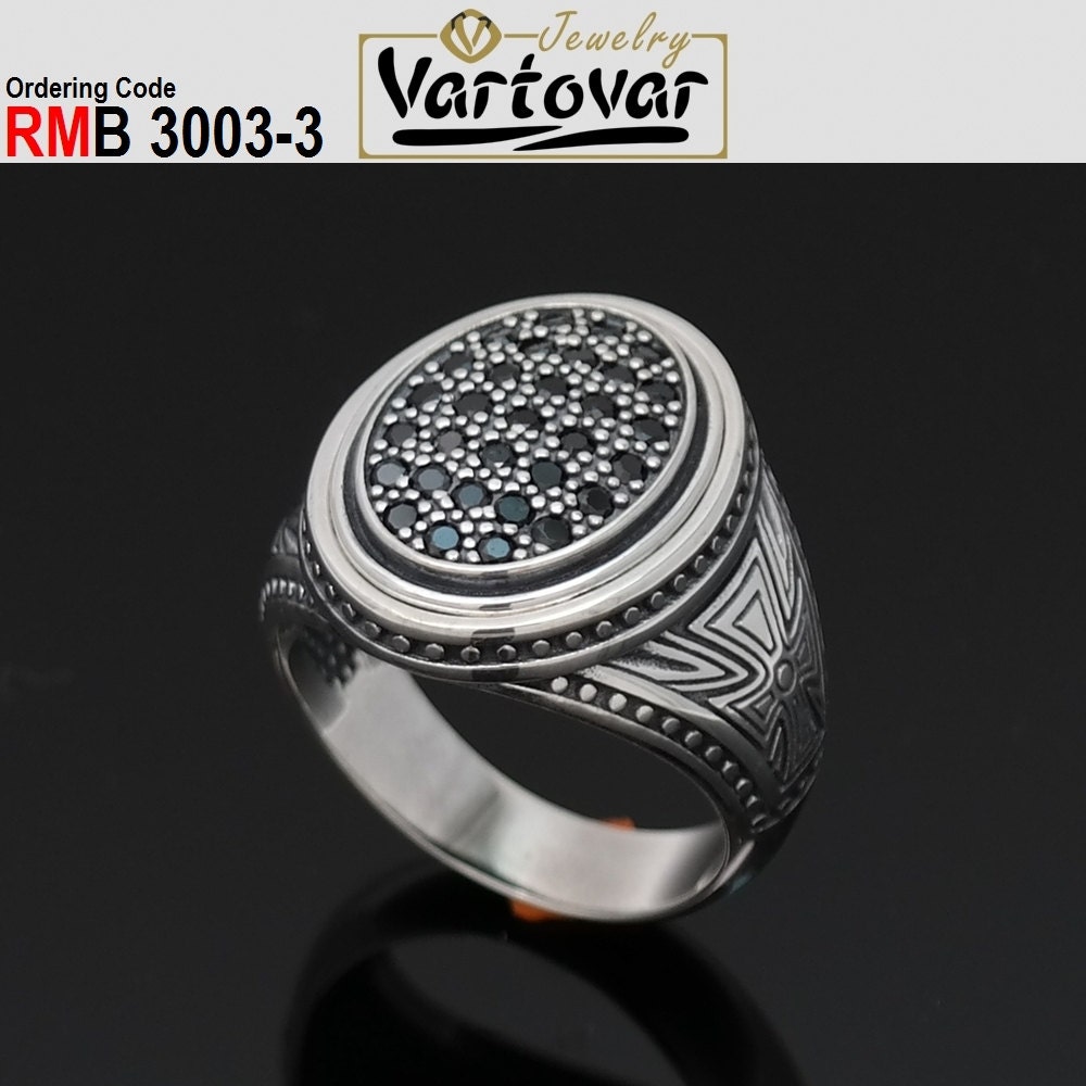 Chevalier Ring Sterling Signet Knight Man Ring Zirconia Man | Etsy