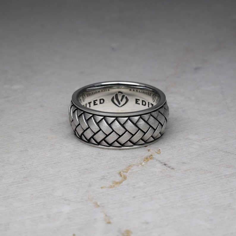 Knitted Pattern Design 4-rows Wedding Ring Men's - Etsy