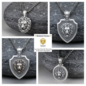 26 Mm Round Lion Head Pendant With Fleur De Lis, Braided Wheat Neck ...