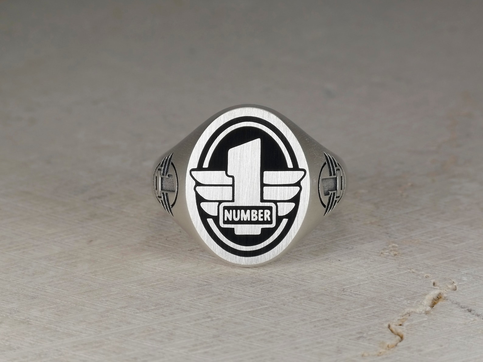 Oval Signet Ring Champion Number 1 Ring Sterling Silver | Etsy