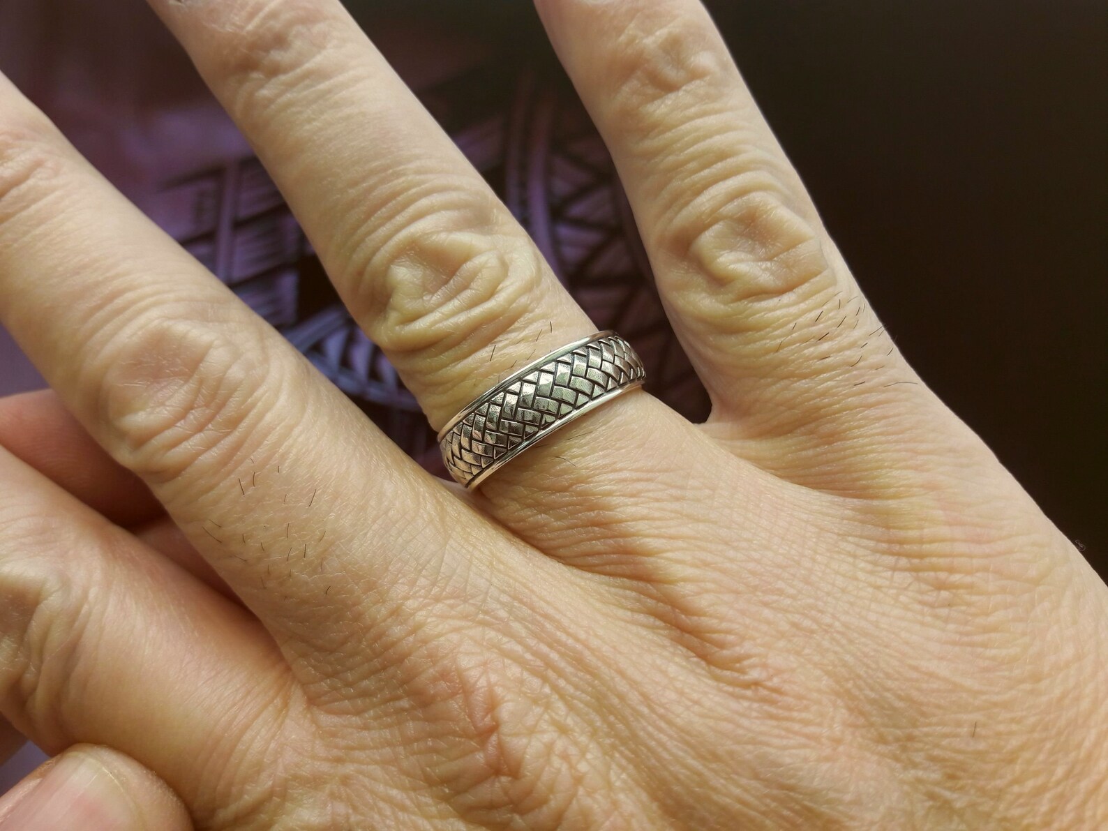 Knitted Pattern Design 4-rows Wedding Ring Men's - Etsy