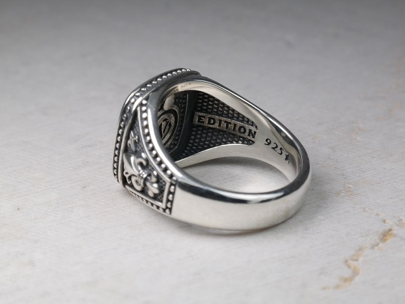 Signet Ring With Fleur De Lis Design Royal Lily Jewelry - Etsy