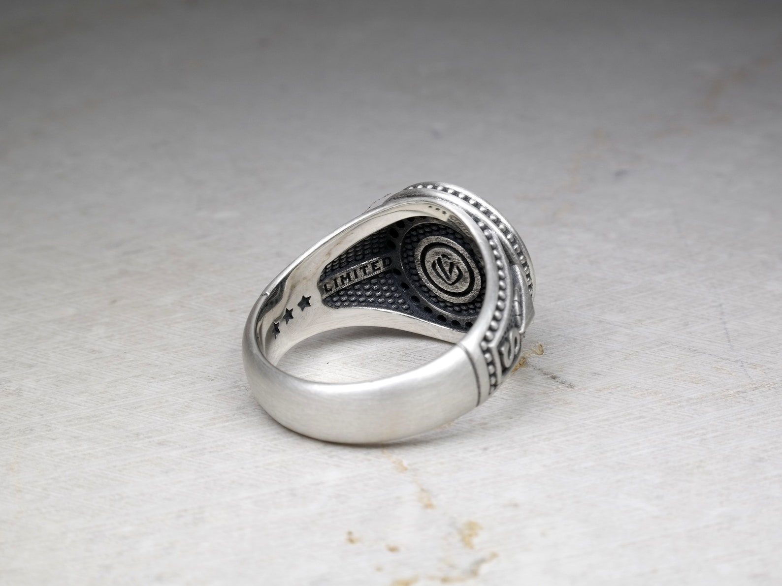 Round Signet Ring North Star Compass Wind Rose Real Sterling - Etsy
