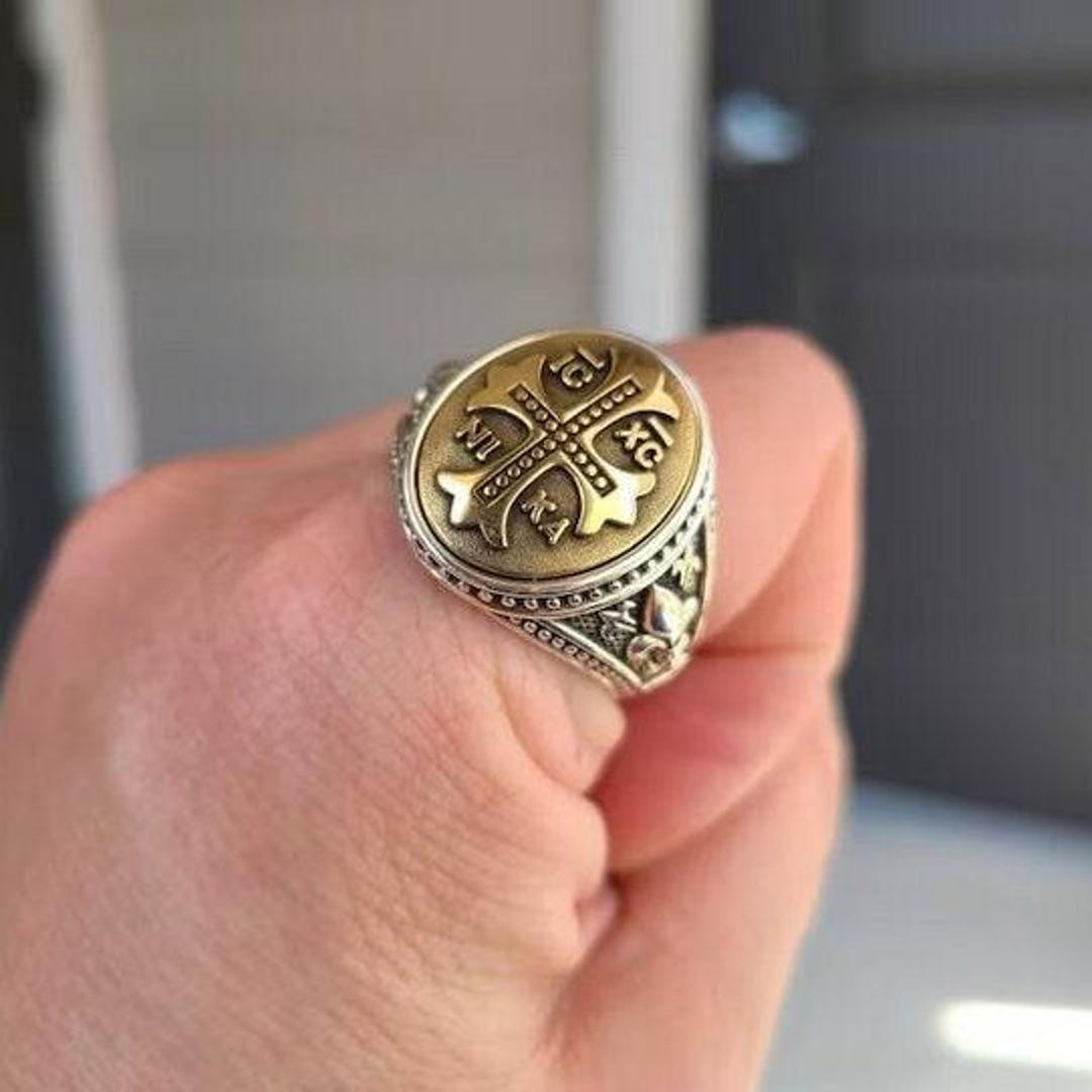 Jesus Christ Conquers Ring With IC XC NIKA, Crucifix Cross Signet Man's ...