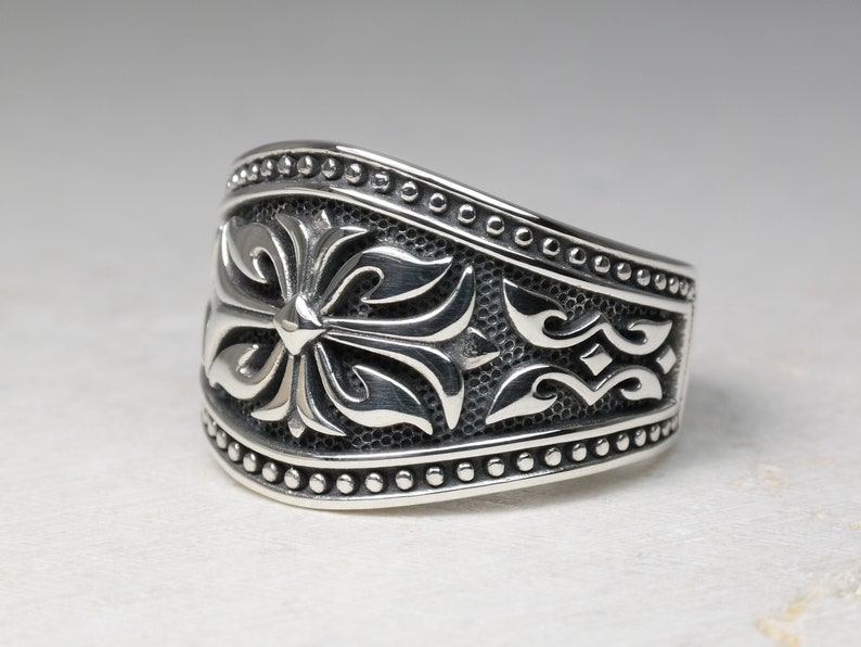 Gothic Cross Ring Biker Cross Ring Engraved SPARTA Sterling - Etsy