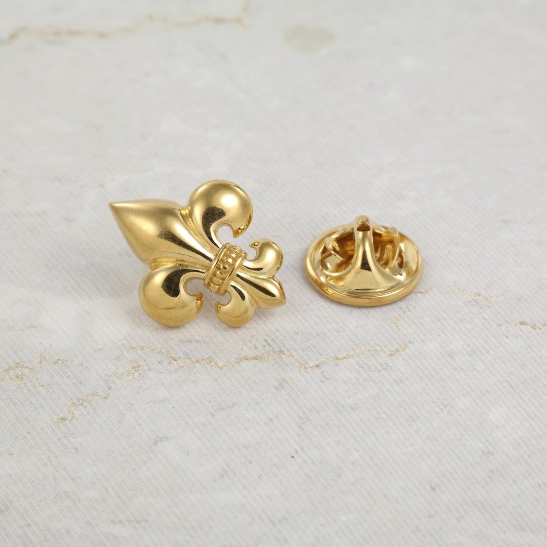 French Royal Lily Pin, Sterling Silver 925, Medieval Brooch, Fleur De ...