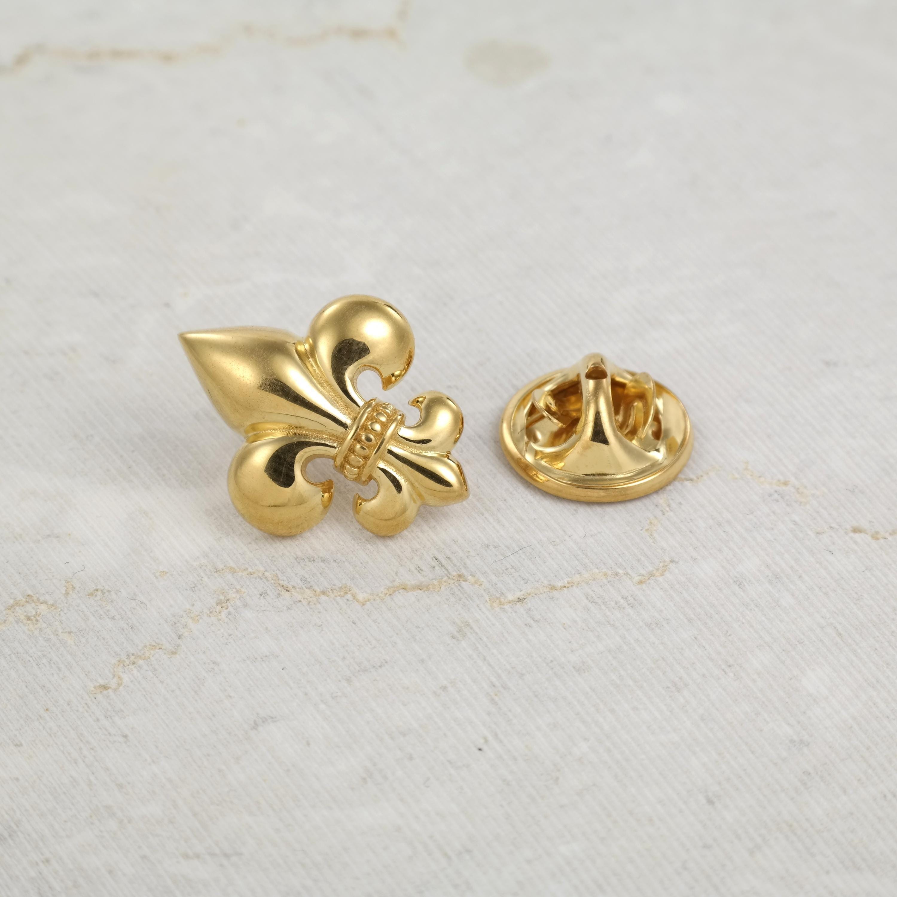 French Royal Lily Pin, Sterling Silver 925, Medieval Brooch, Fleur De ...