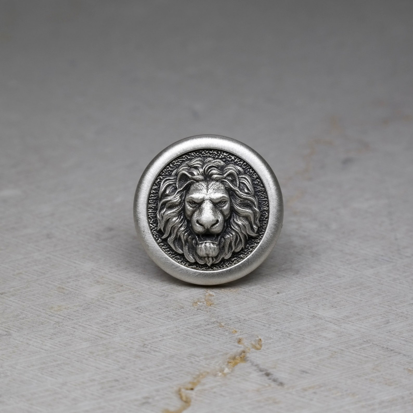 Round Pin Lion Sterling Silver 925 Men's Brooch Pin - Etsy