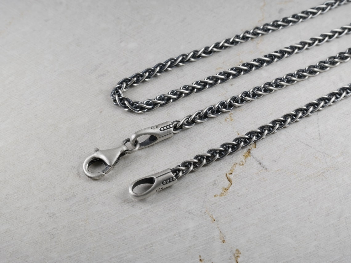 4MM Wheat Braided Neck Chain Fleur De Lis Italy Best Spiga | Etsy