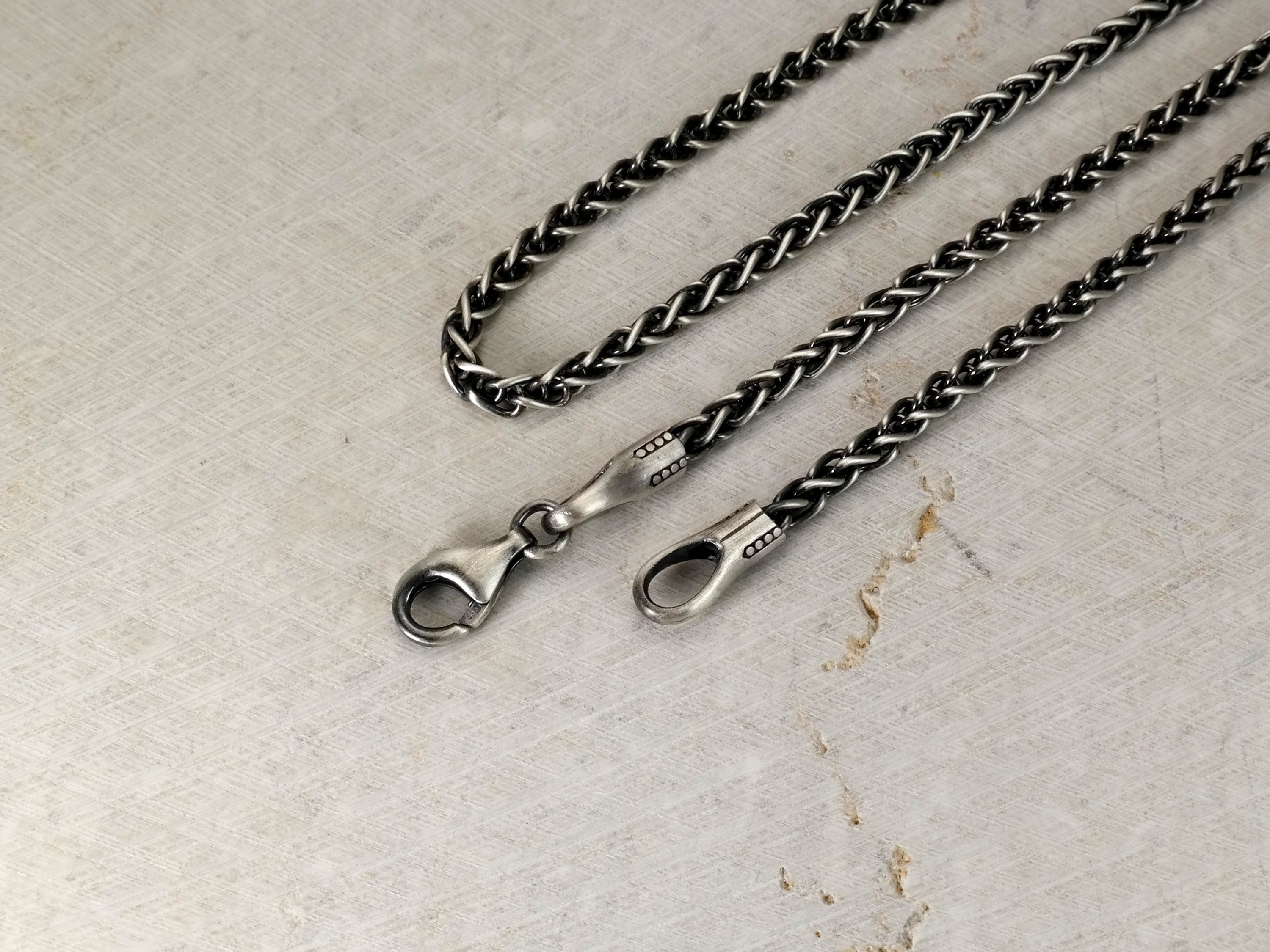 35mm Spiga Chain Oxidized Sterling Silver Chain 925 - Etsy