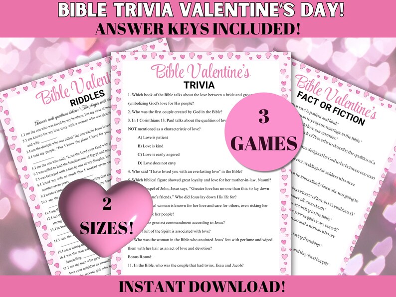 Valentine's Bible Trivia Game, Youth Group Activity (printable) - Etsy