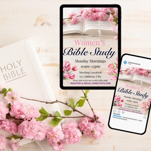 Editable Women's Bible Study Floral Flyer - Church Invitation Template ...