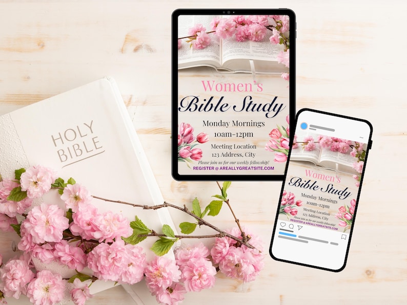 Editable Women's Bible Study Floral Flyer - Church Invitation Template ...