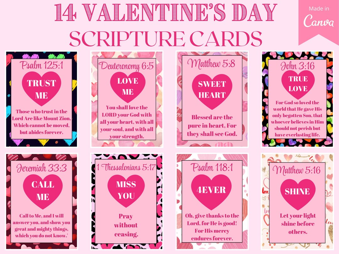 Valentine's Day Scripture Cards, Love Bible Verses (instant Download ...