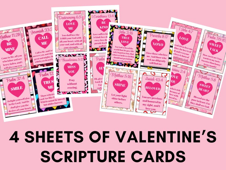 Valentine's Day Scripture Cards, Love Bible Verses (instant Download ...