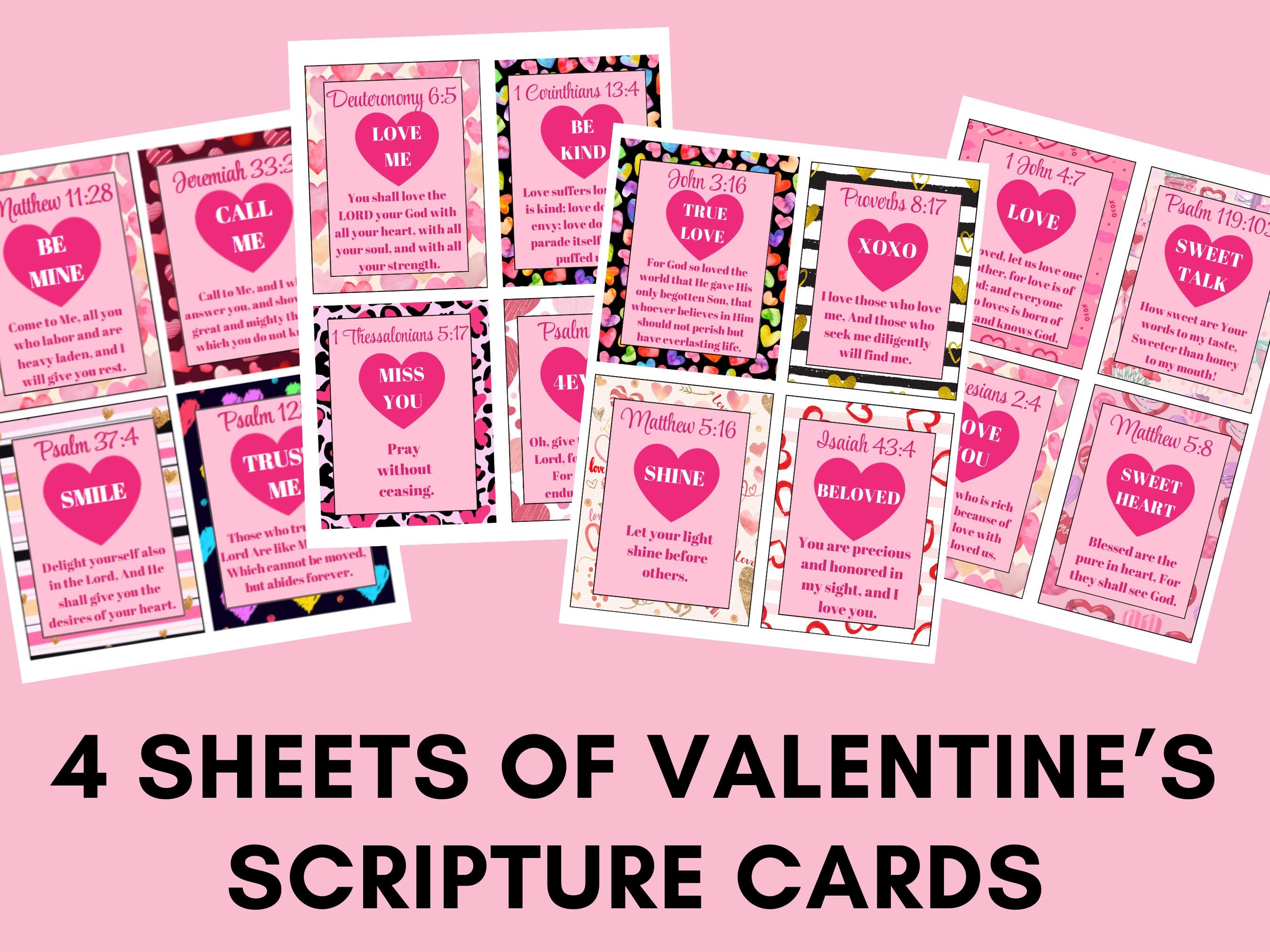 Valentine's Day Scripture Cards, Love Bible Verses (instant Download ...