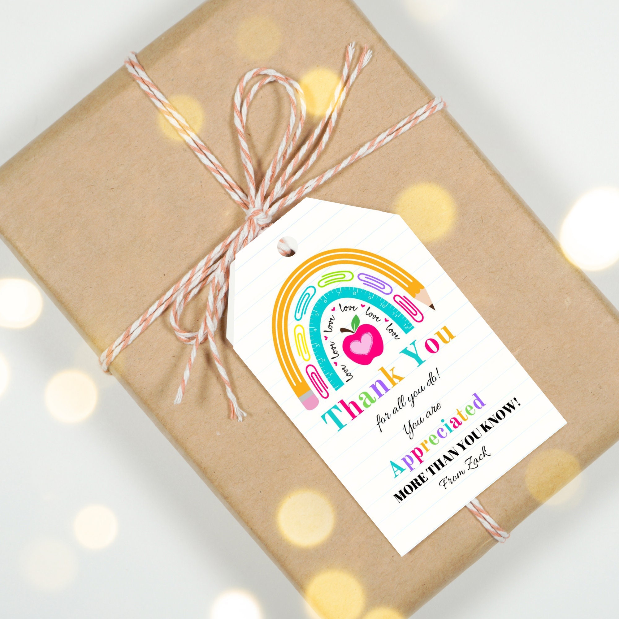Teacher Appreciation GIFT TAGS EDITABLE - Etsy