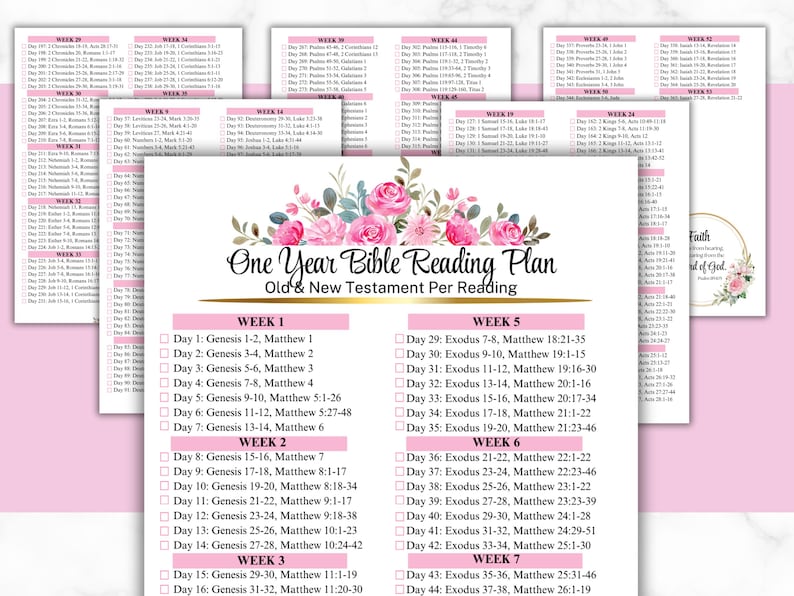 Chronological Bible Reading Plan Printable Old & New Testament, Bible ...