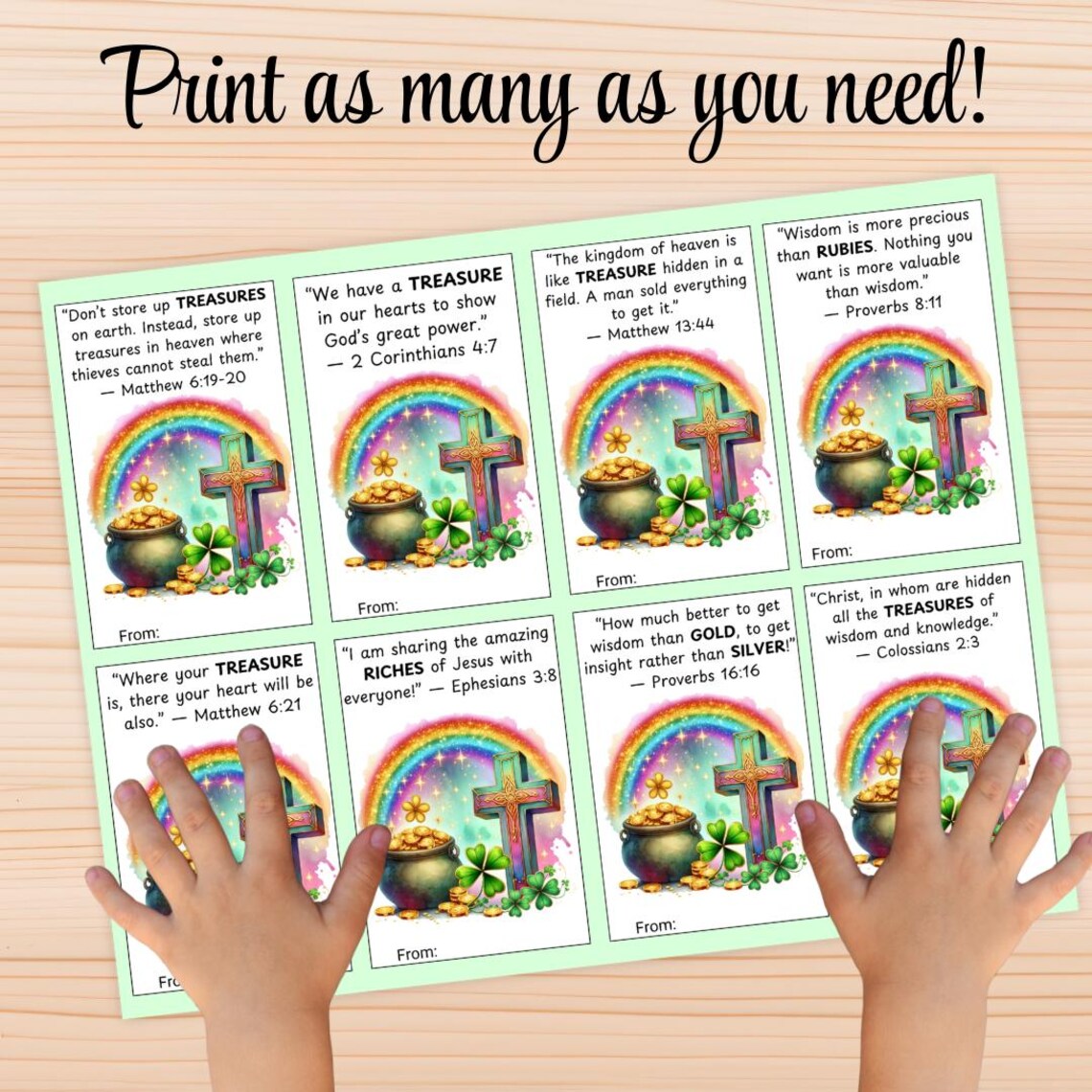 St. Patrick's Day Scripture Cards, Shamrock Holy Trinity, Sunday School ...