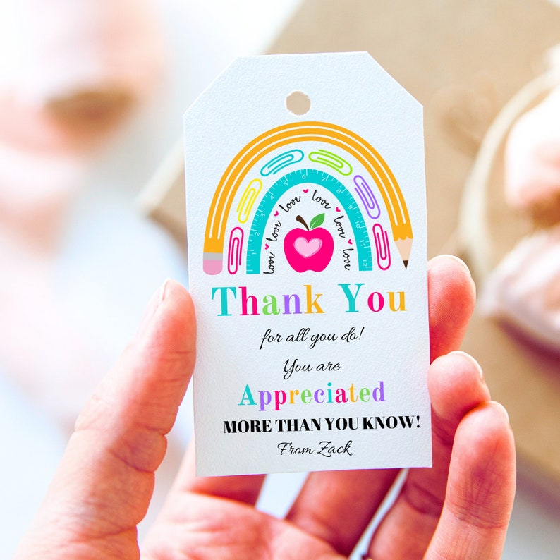 Teacher Appreciation GIFT TAGS - EDITABLE - Etsy