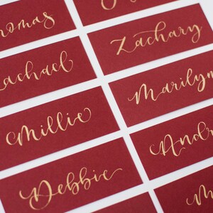Burgundy Red Wedding Place Cards // Flat or Folder Place Names Cards in ...