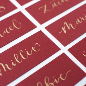 Burgundy Red Wedding Place Cards // Flat or Folder Place Names Cards in ...