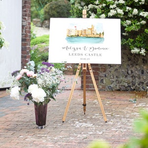 Welcome Wedding Sign With Illustrated Venue // Custom Bespoke Venue ...