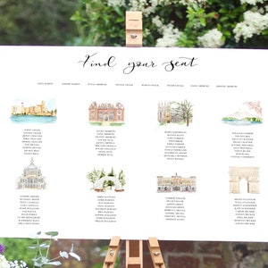 Wedding Location Custom Seating Plan Sign // Illustrated Travel Wedding ...