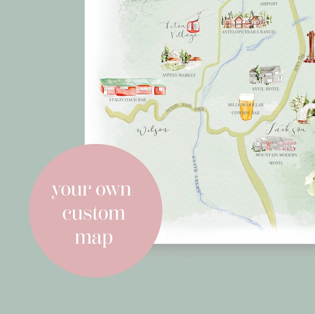 Personalised Map Illustration // Custom Map, Choose Your Locations ...