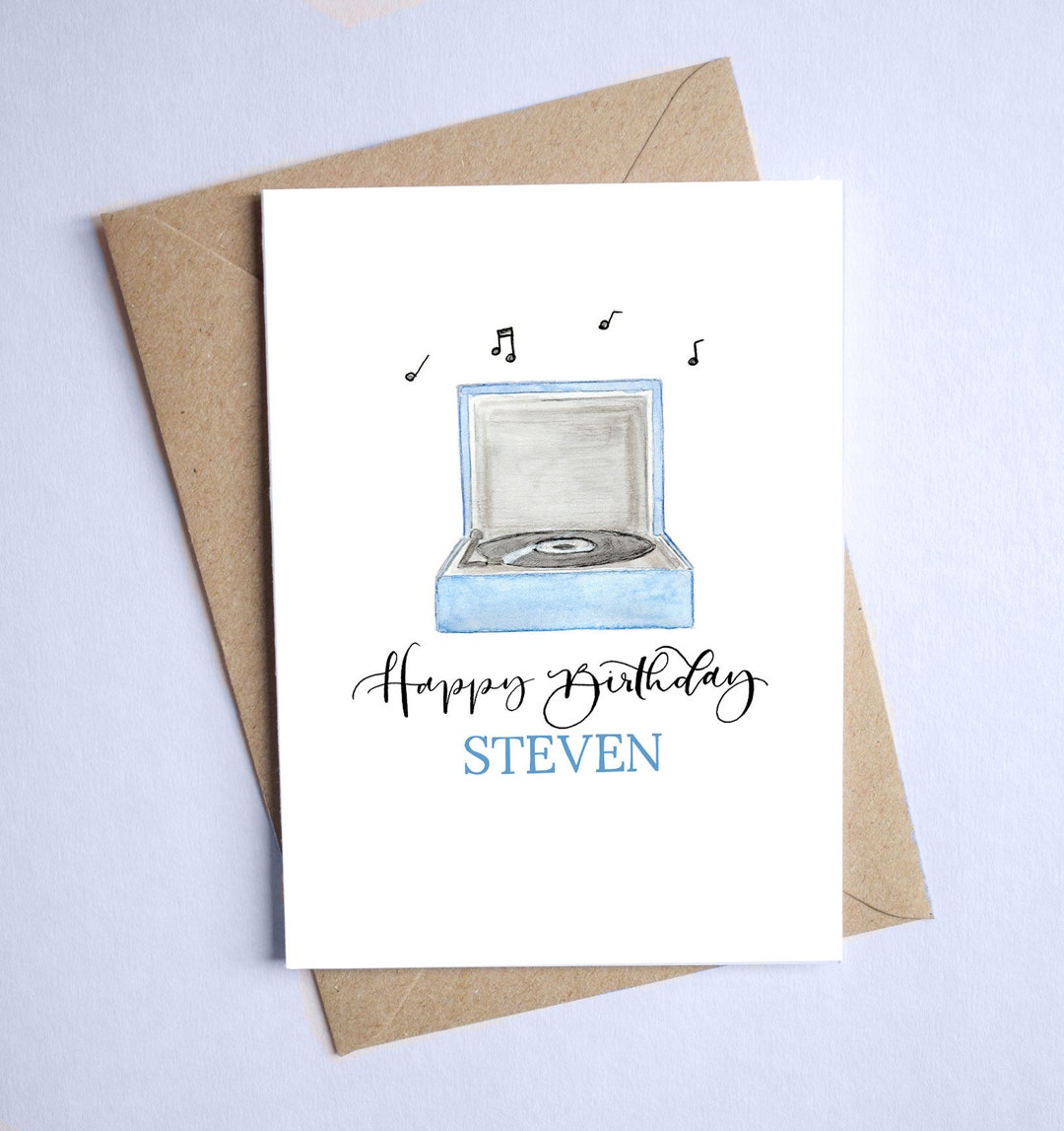 Birthday Record Player Card // Personalised Name Music Card, Gift for ...