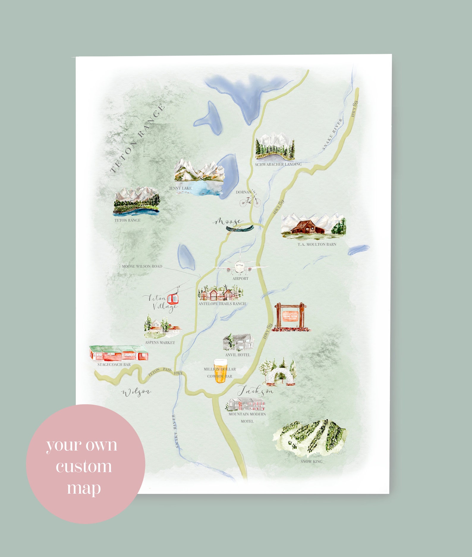 Personalised Map Illustration // Custom Map Choose Your - Etsy