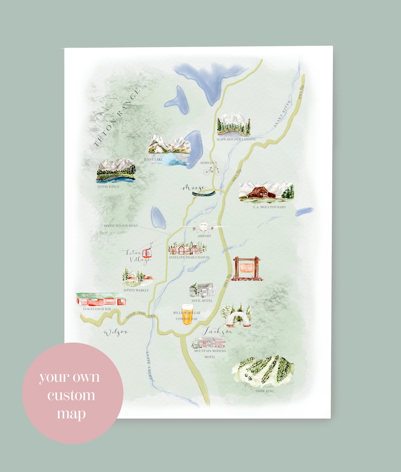 Personalised Map Illustration // Custom Map Choose Your - Etsy